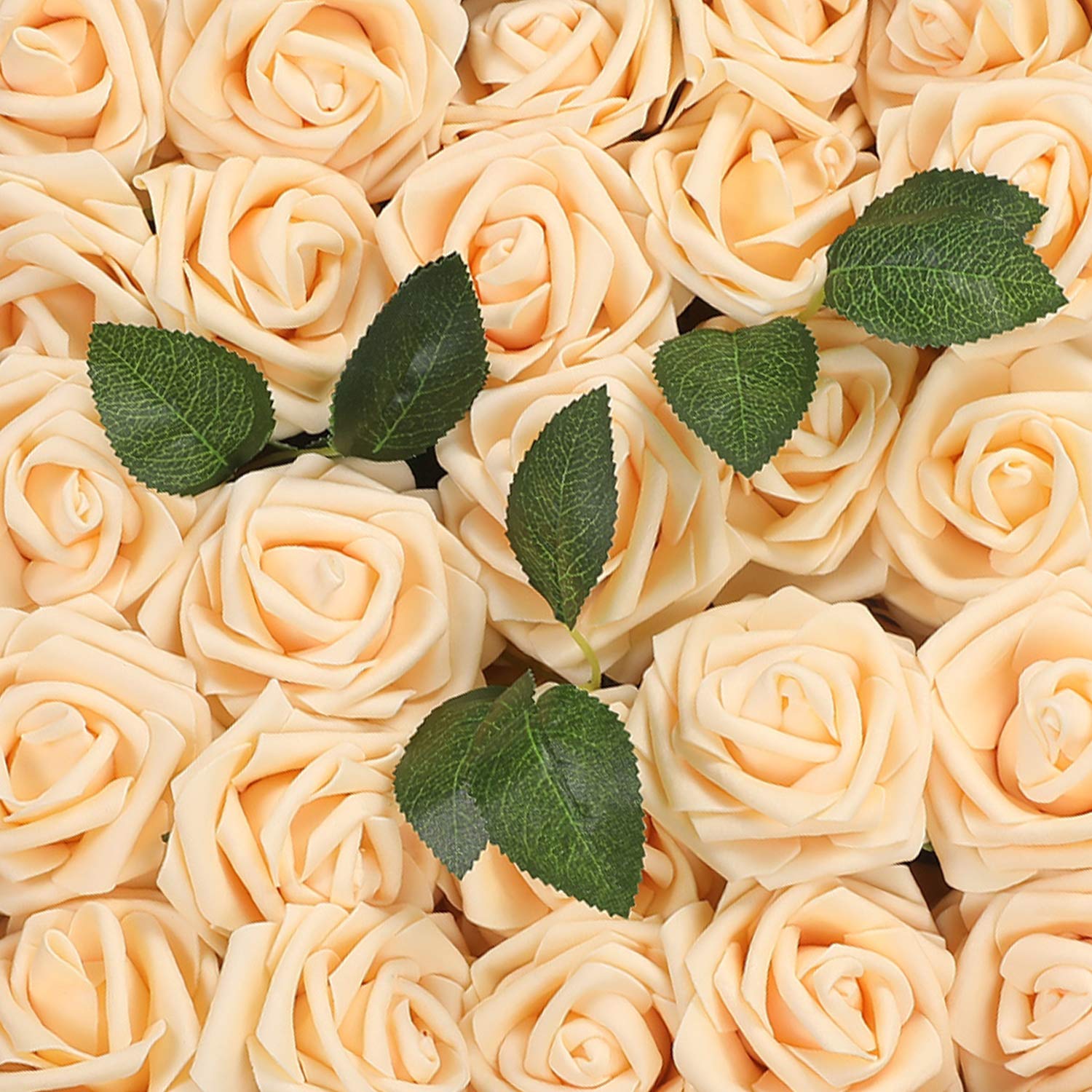 Artificial Flowers Roses 50pcs Champagne Roses Wedding Decoration Real ...