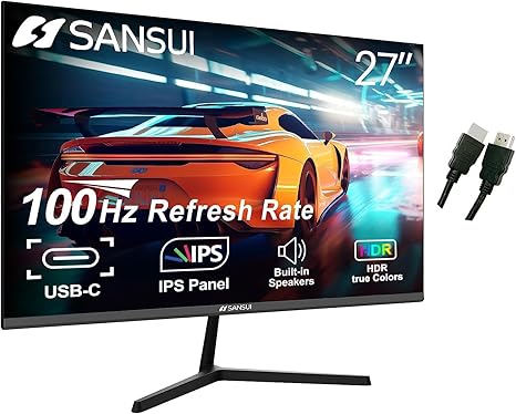 Amazon.com: SANSUI Computer Monitors 27 inch 100Hz IPS USB Type-C FHD ...