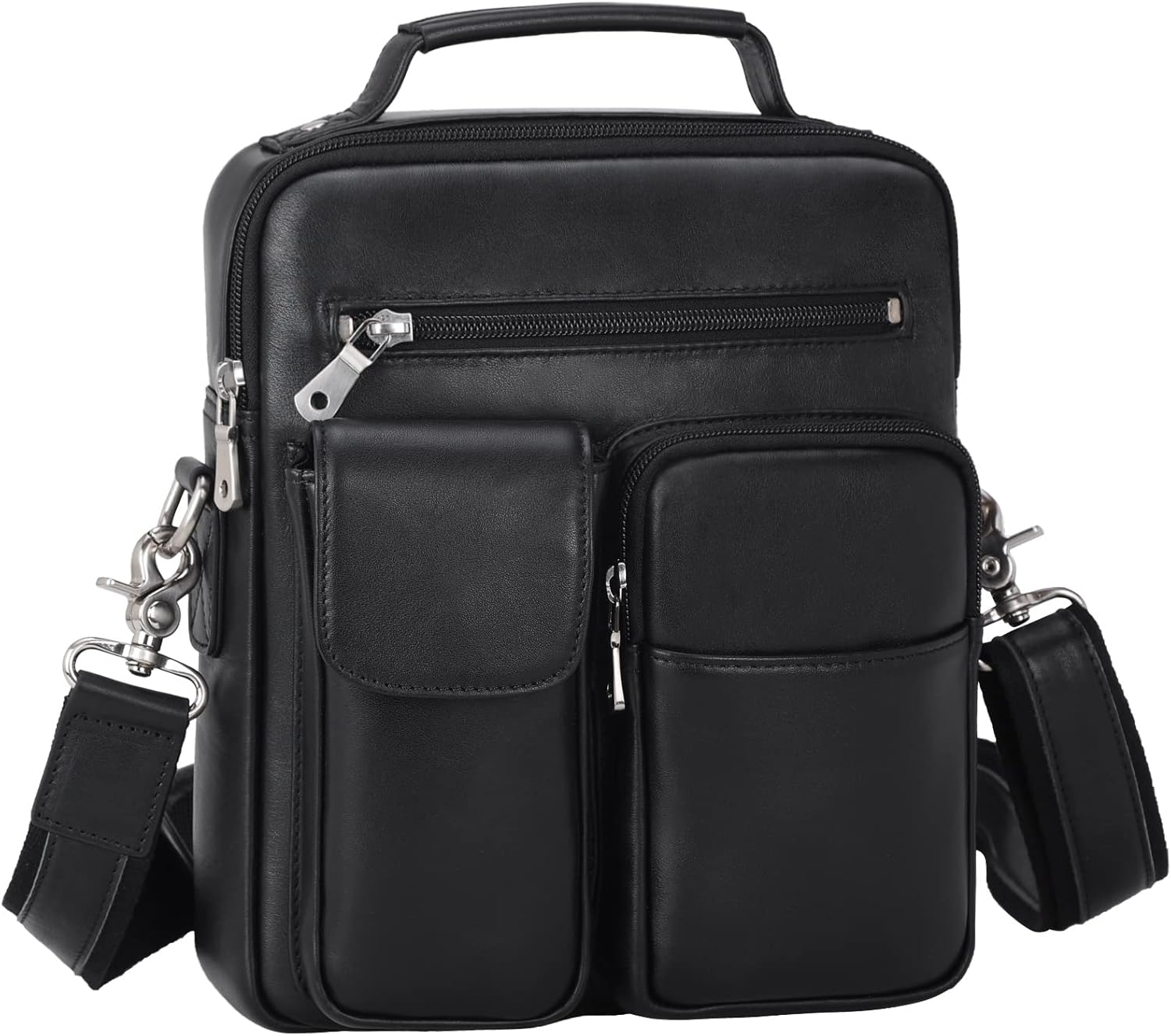 Black Leather Crossbody Bags for Men Small Messenger Shoulder Bag ...