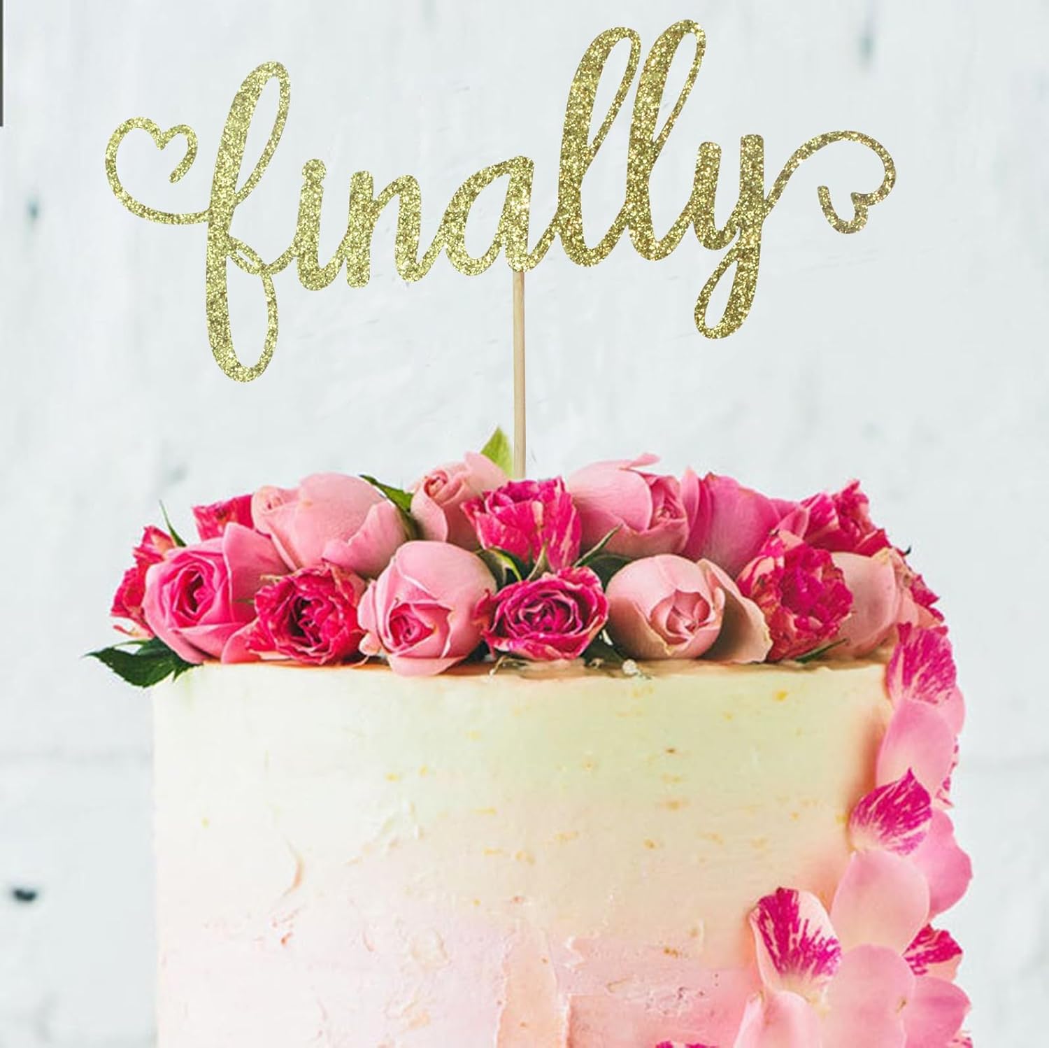 Amazon.com: zxyxka Gold Glitter Finally Cake Topper - Wedding ...