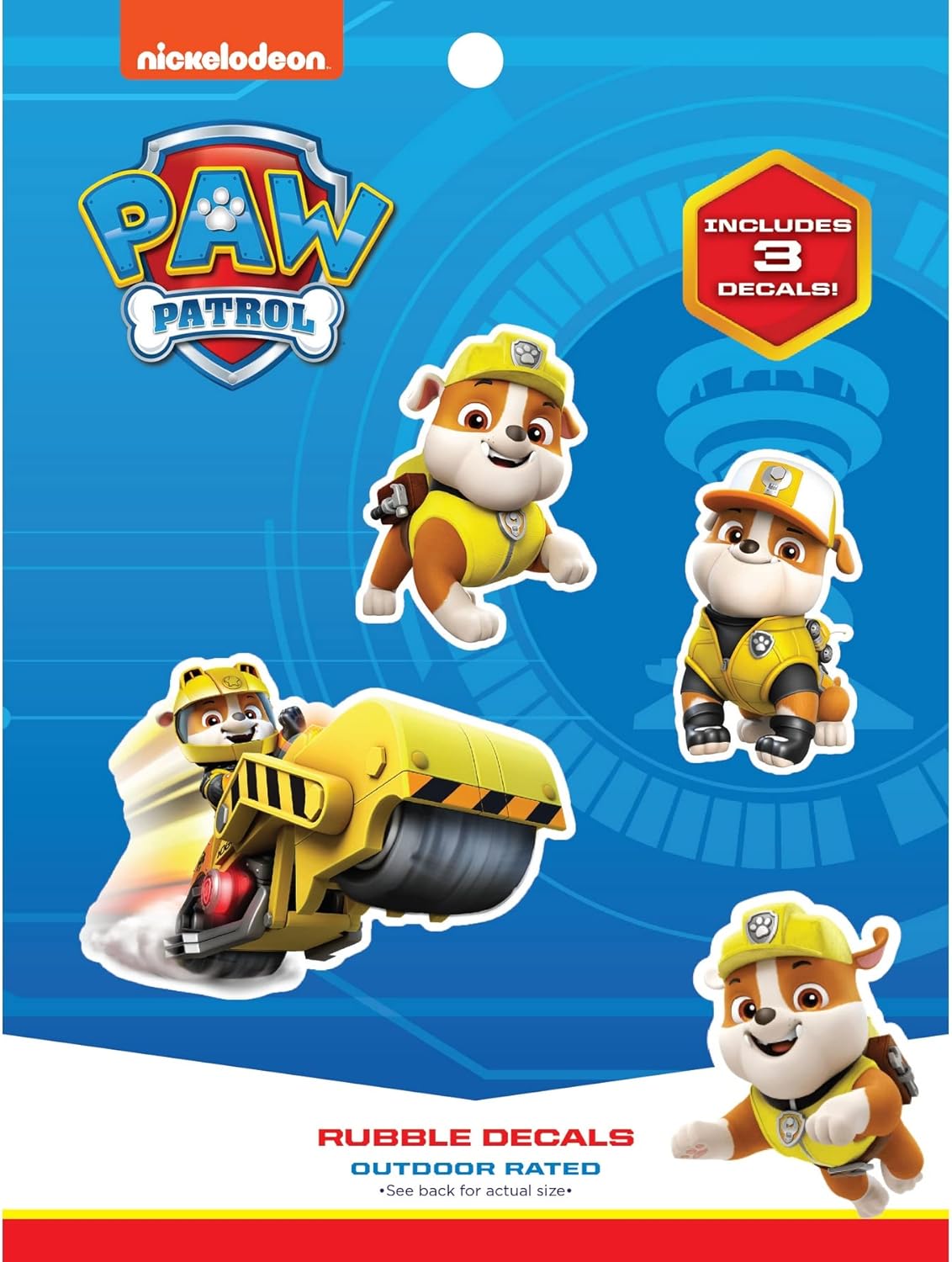 Amazon.com: Paw Patrol Rubble Decals - Set of 3 Rubble Stickers for ...