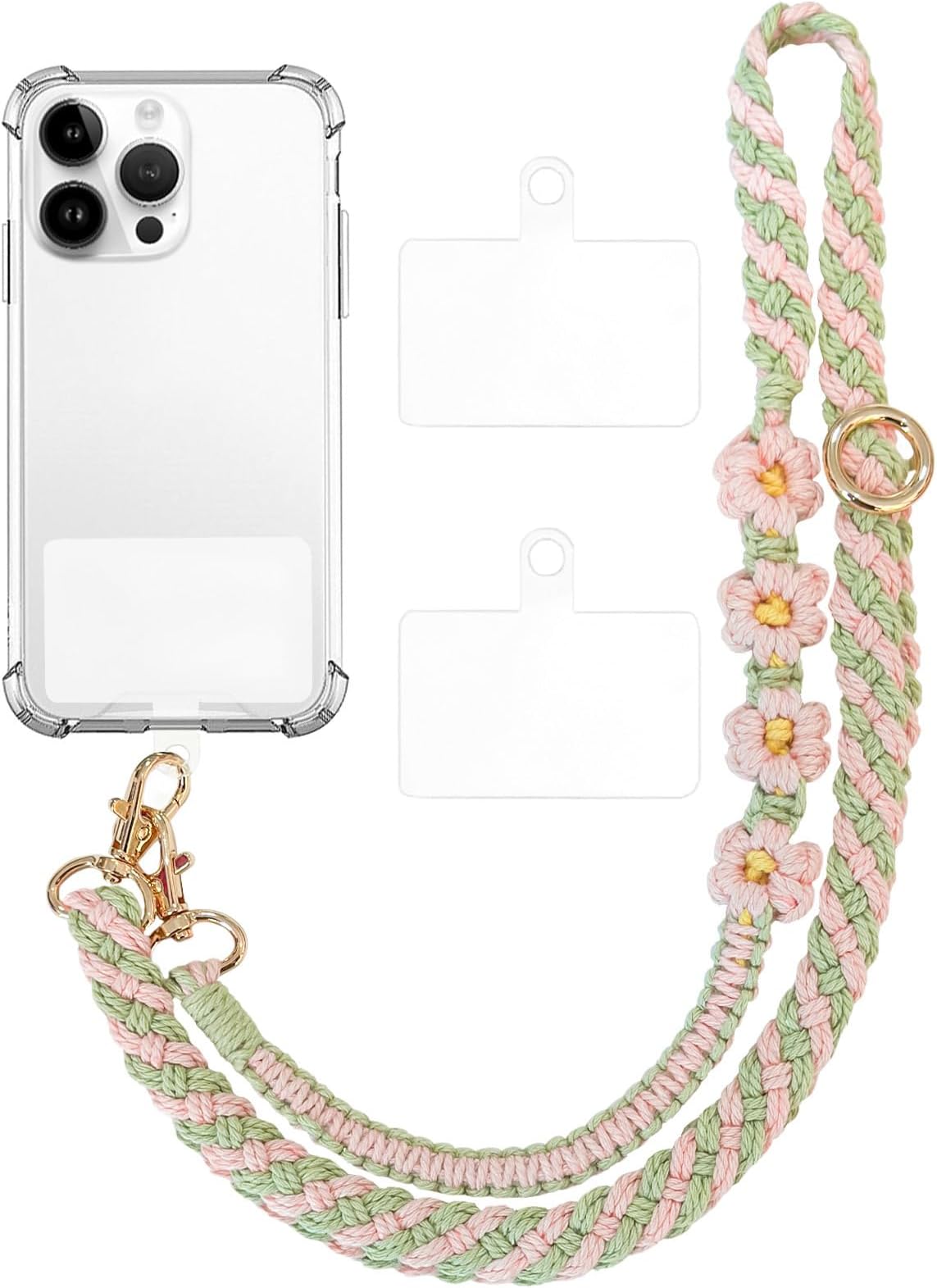 Amazon.com: Symbolife Boho Macrame Braided Phone Lanyard - Handmade ...