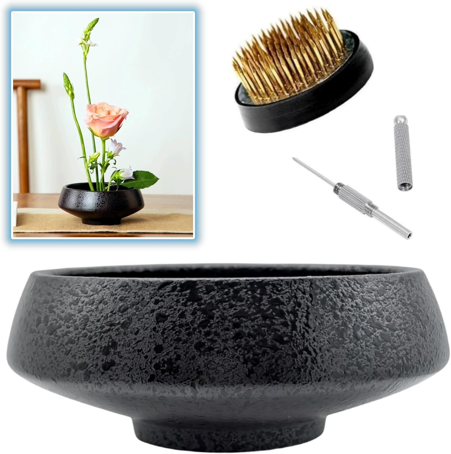 Amazon.com: Eggone Japanese Ikebana Vase Kit, Flower Shallow Container ...