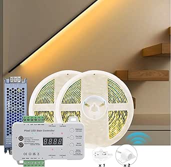 Amazon.com: GIDEALED PIR Motion Sensor Addressable Stair Light Strip 65 ...