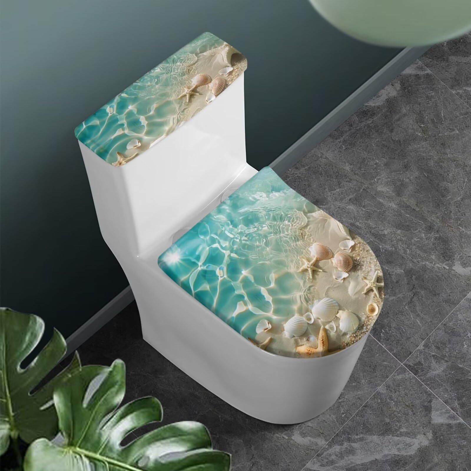 Amazon.com: Flashideas Sea Shell Toilet Lid Cover and Toilet Tank Cover ...
