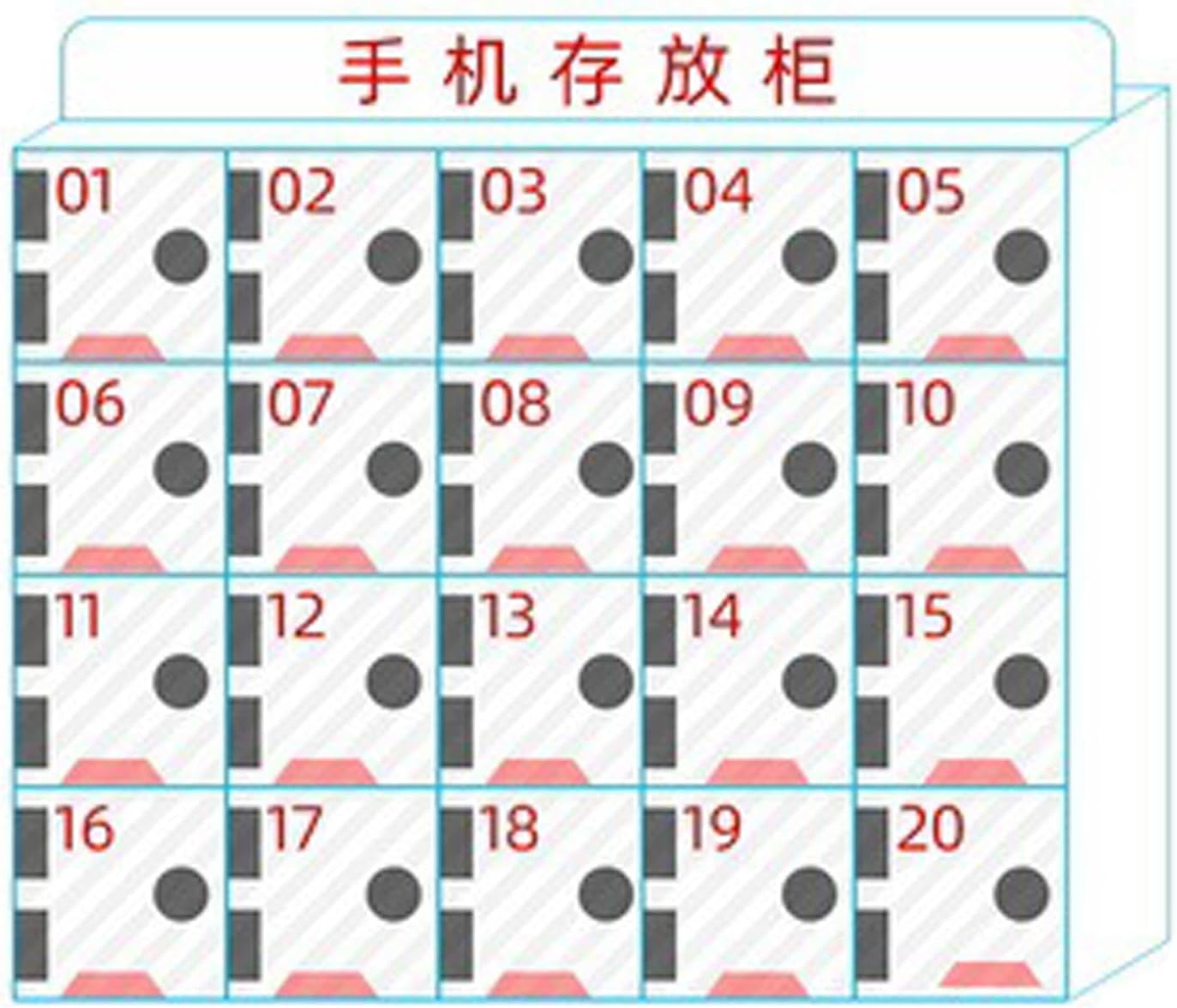 DRUXTO Acrylic Cell Phone Locker Box with 2 Key/door, 30 Slots Wall ...