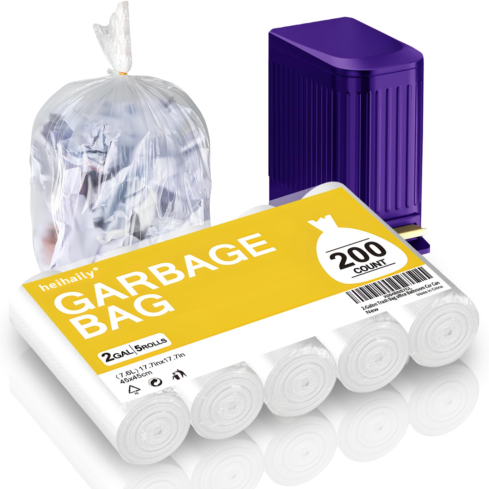 Amazon.com: 2-Gallon Trash Bag Extra-Small Garbage-Bags - Heihaily ...