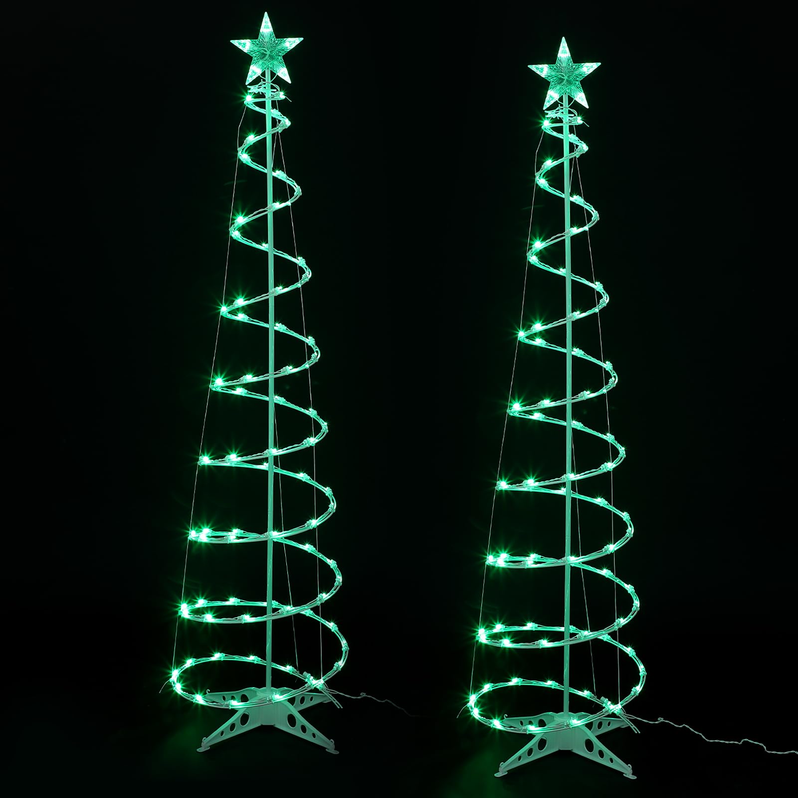 Green Rope Light Spiral Christmas Trees LED Spiral Tree White Outdoor