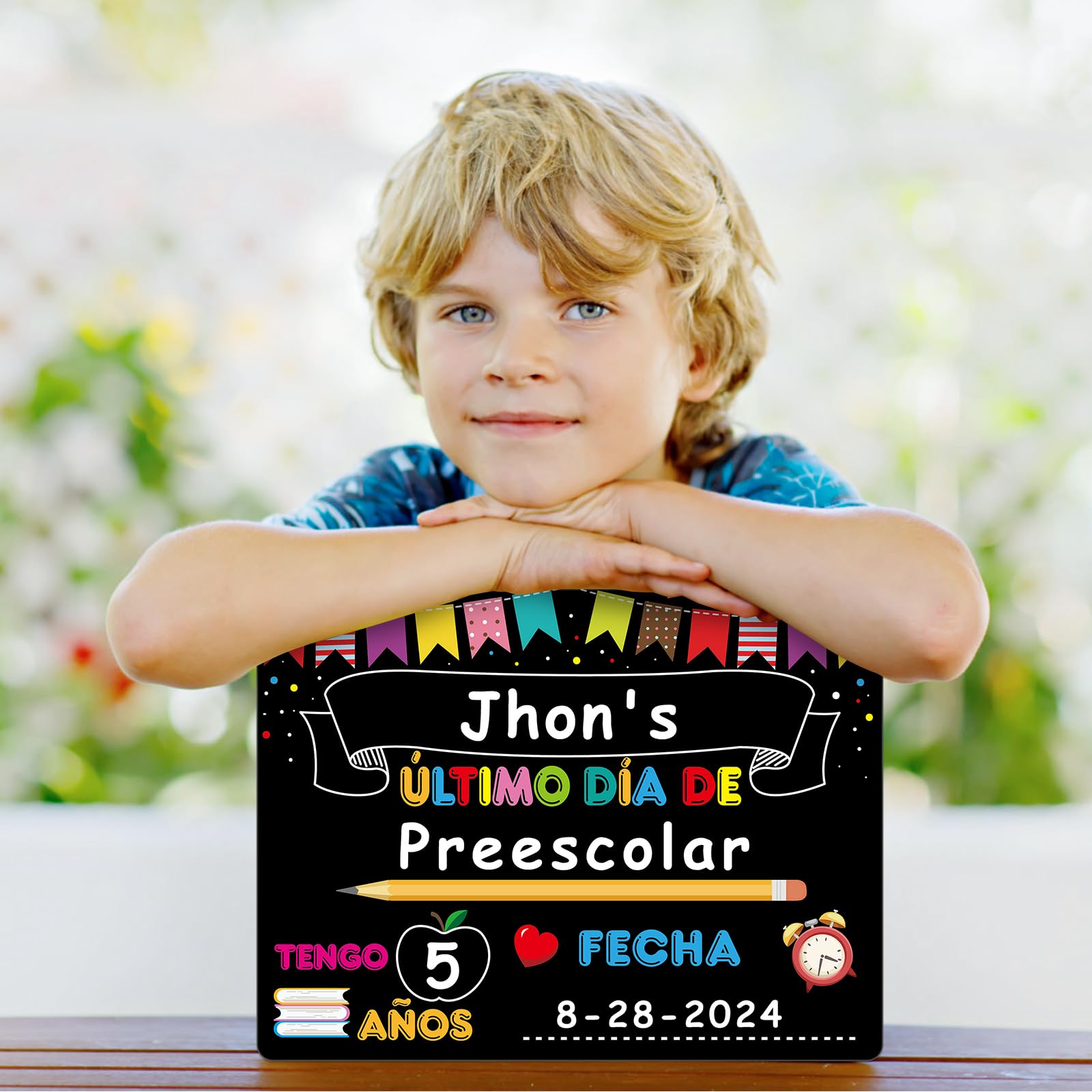 Snapklik.com : Spanish First & Last Day Of School Chalkboard Sign, 9 ...