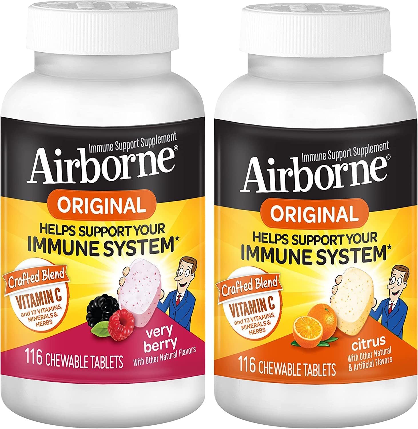 Amazon.com: Airborne 1000mg Vitamin C + Zinc Immune Support Supplement ...
