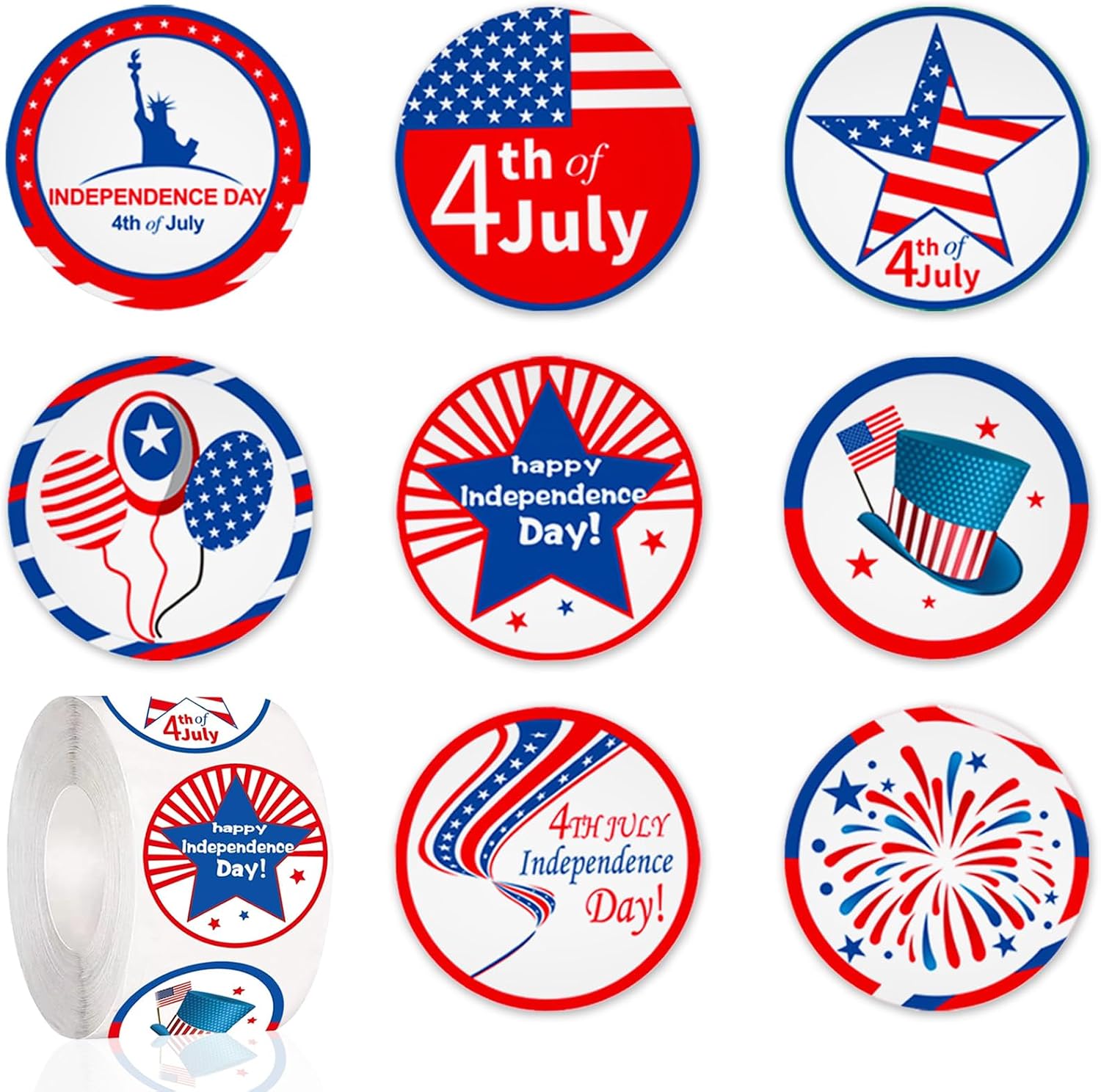 Amazon.com: 500 PCS Patriotic Stickers – 1.5" Diameter 8 Colors, 4th of ...