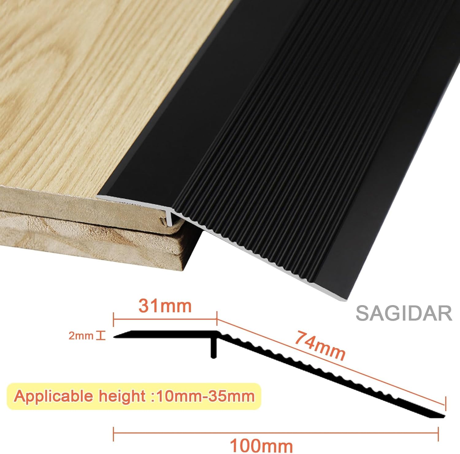 Floor Transition Strip 10cm Wide, Metal Threshold Ramps for Doorways ...