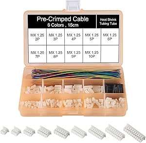 Amazon.com: 1.25mm Connectors Plug Kit with 15cm Pre-Crimped Cable Wire 2/3/4/5/6/7/8/9/10/12 ...