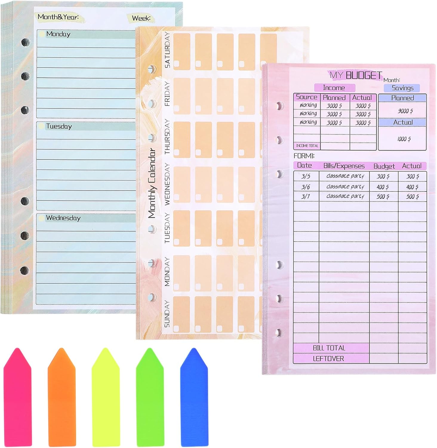 Amazon.com : DSLSQD 82 Sheets Budget Sheets for A6 Binder, 6 Hole ...