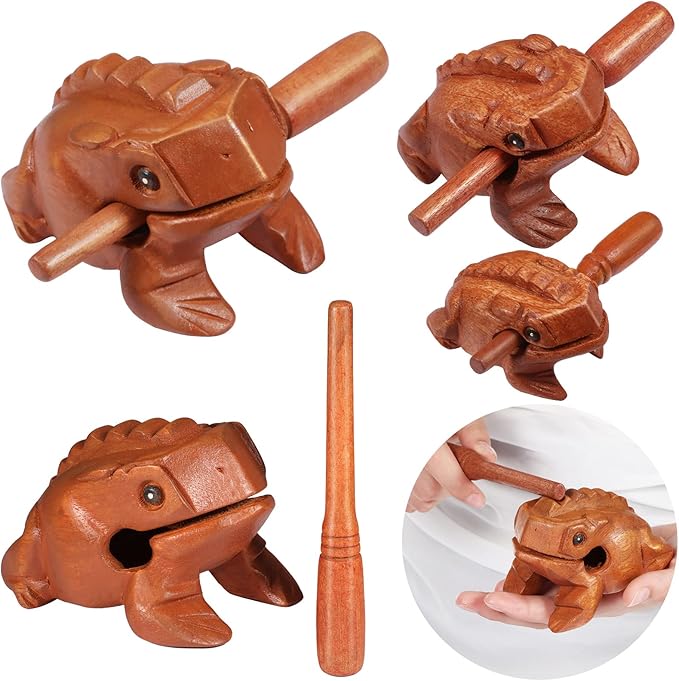 Amazon.com: Percussion Instruments Wooden Frog 4 Pieces Set 4.7 Inch ...