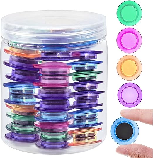 Amazon.com: 50 Pieces Whiteboard Magnets Round Colorful Circle Plastic ...