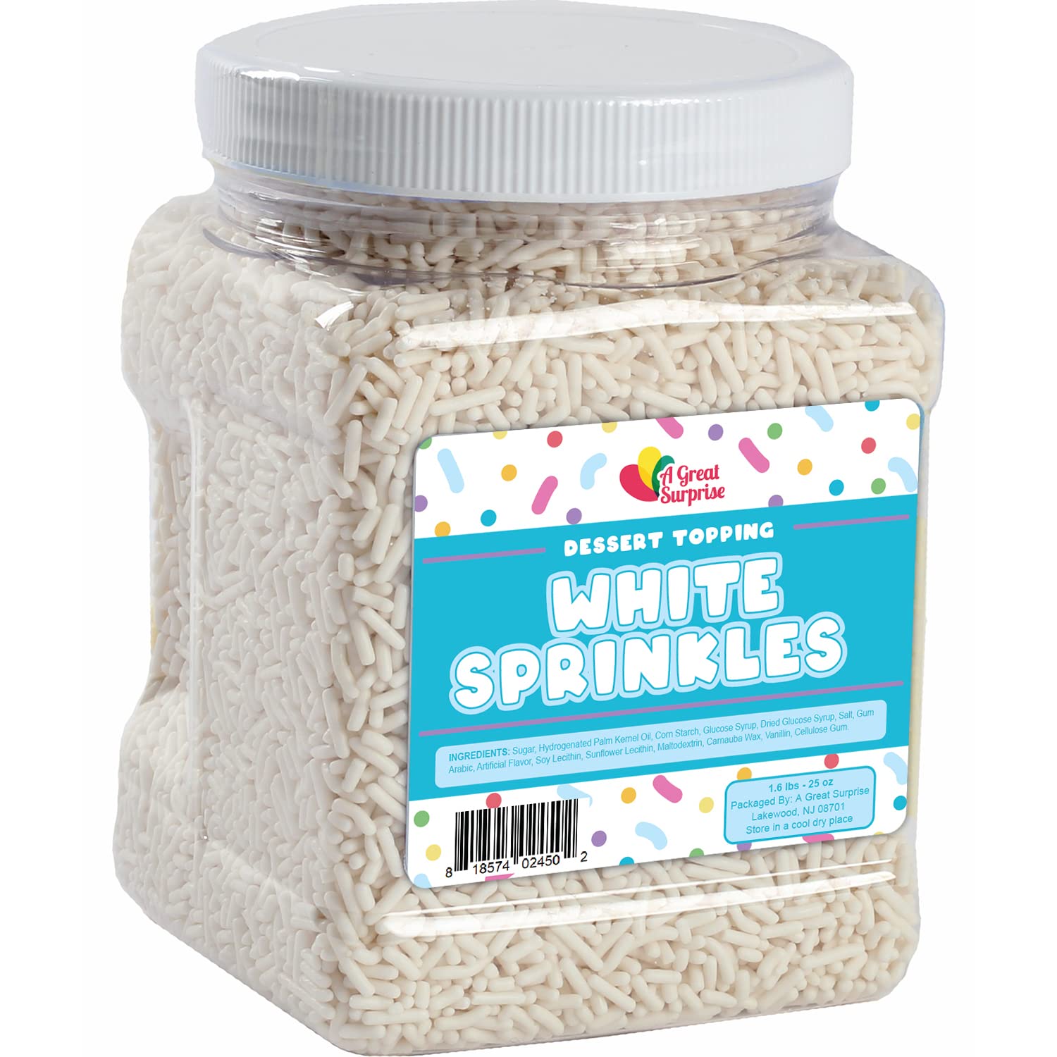 Amazon.com: White Sprinkles Bulk - 1.6 Pounds - Christmas White Jimmies ...