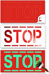 Amazon.com : 3 Pieces 12 x 6 Inch Reusable STOP Stencil Templates ...