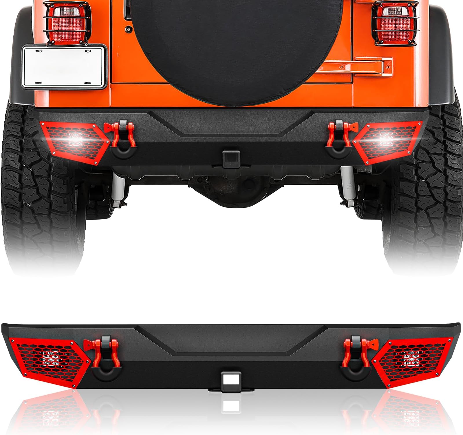 Amazon.com: OBNAUX Off-road Rear Bumper Compatible with 1984-2001 Jeep ...