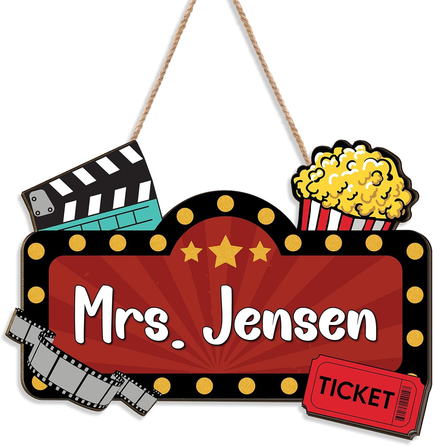 Amazon.com: Personalized Drama Theater Teacher Door Hanger, Movie Theme ...