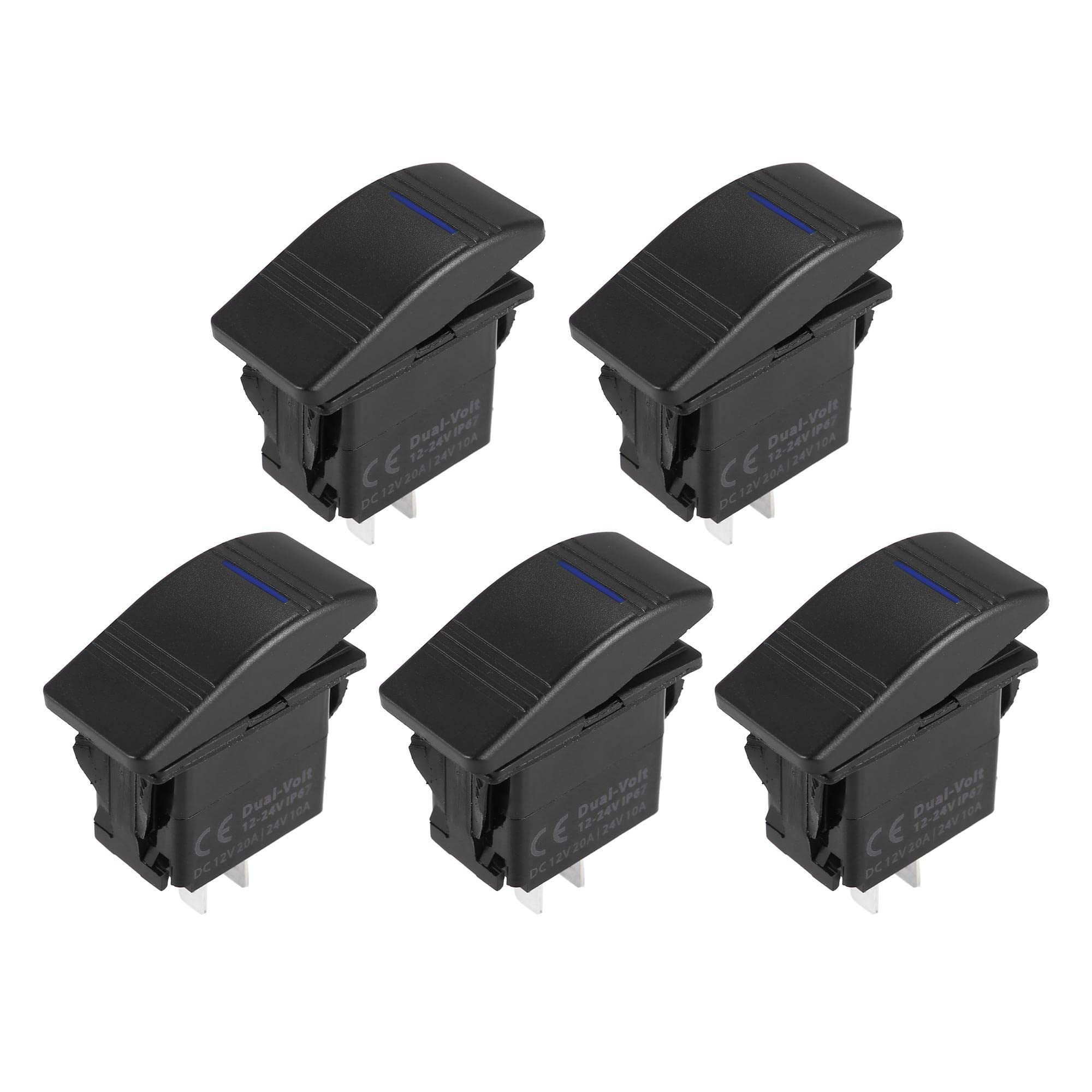 X AUTOHAUX 5pcs Car Rocker Switch 12V 24V 3 Pin SPST on Off Waterproof ...