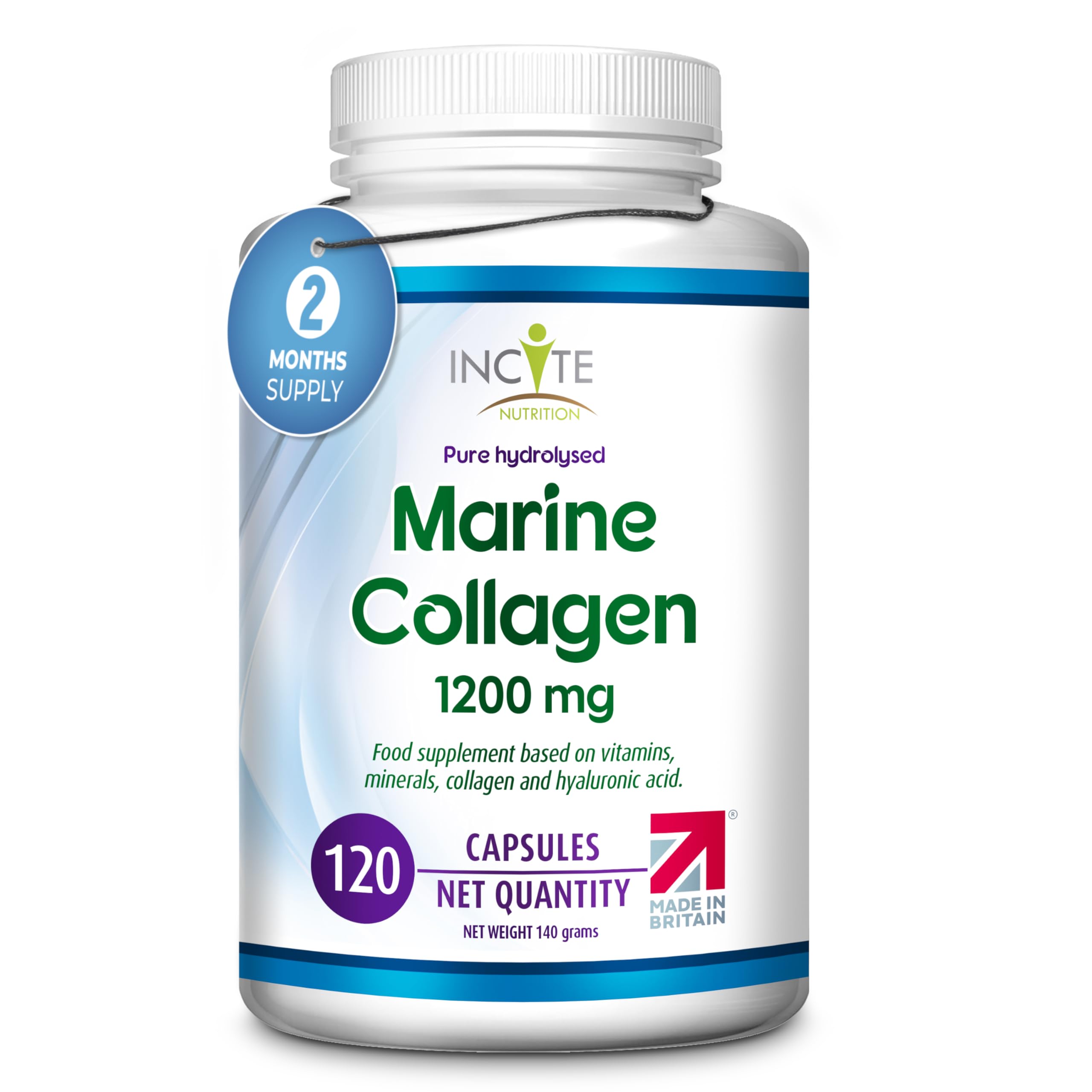 Marine Collagen 1200mg | 120 High Strength Collagen Capsules Hyaluronic ...