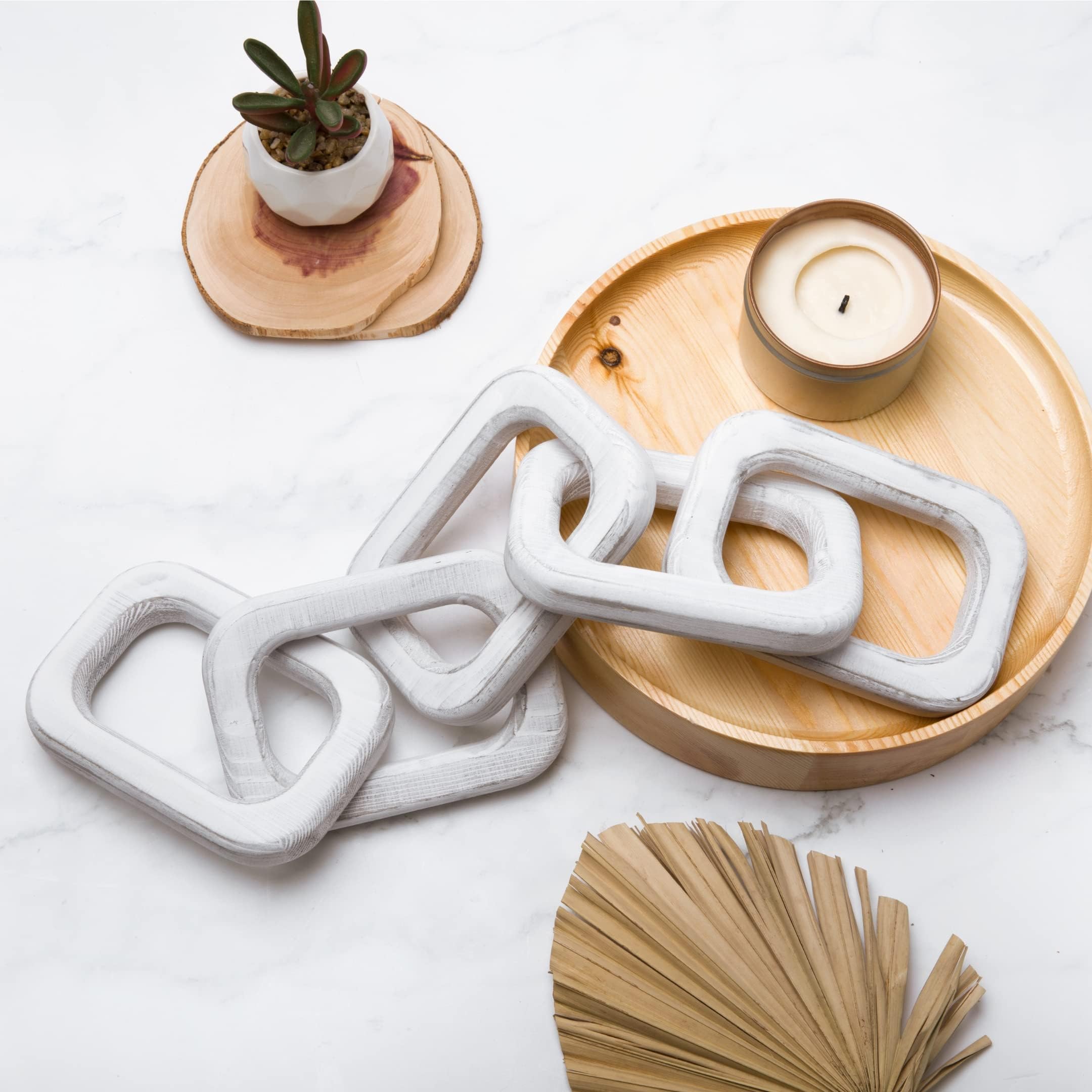 Amazon.com: Queekay Decorative Wood Chain Link Decor Rustic Wood Link 5 ...