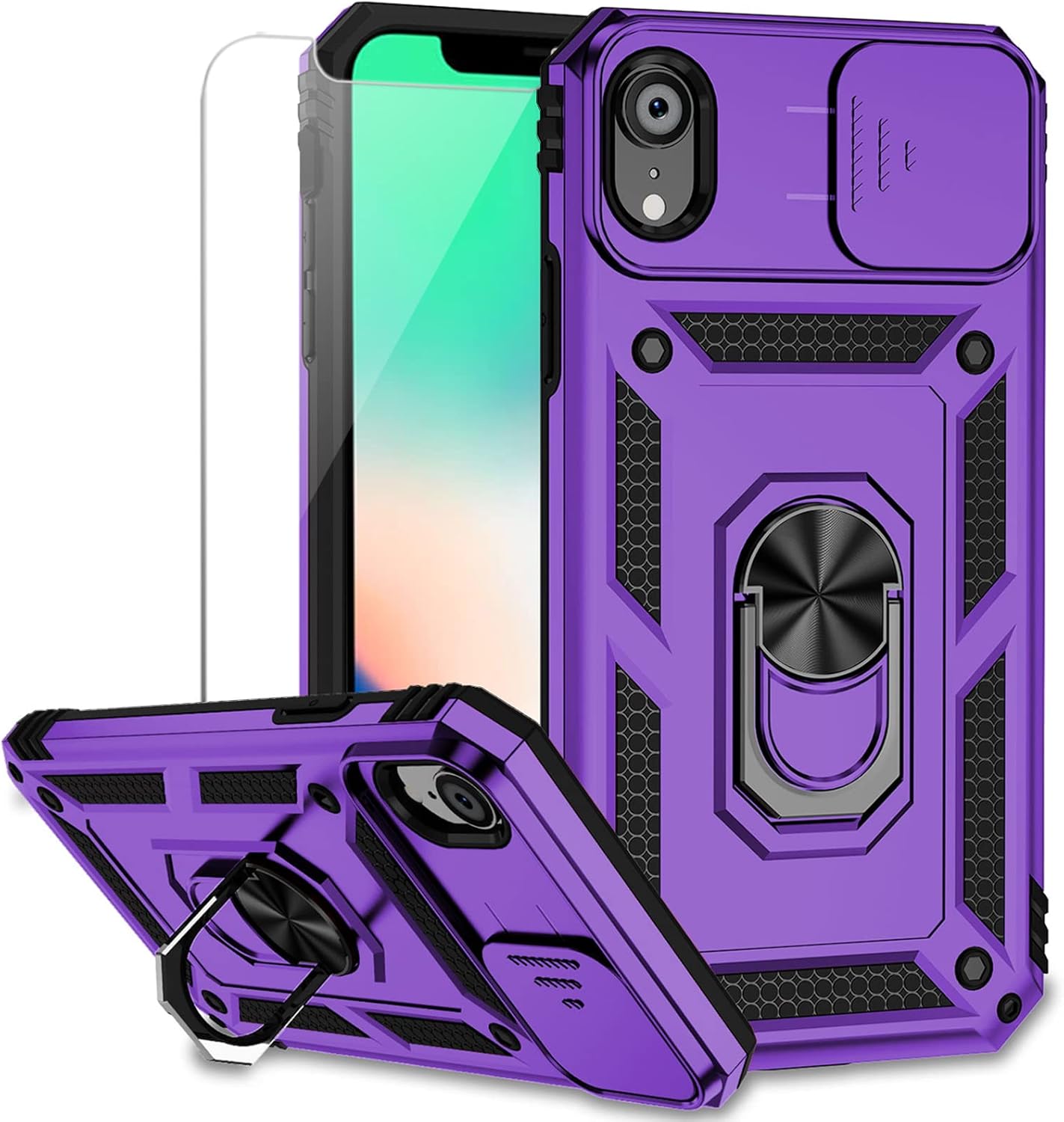 Amazon.com: for iPhone XR Case with Camera Lens Cover HD Screen ...
