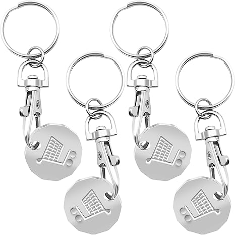 4pk Trolley Coin Keyring UK Set | Shopping Trolley Token Keyrings ...