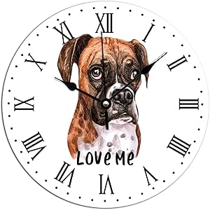Amazon.com: Boxer Love Me Round Clock Boxer Dog Owner Gift Clock Pet ...