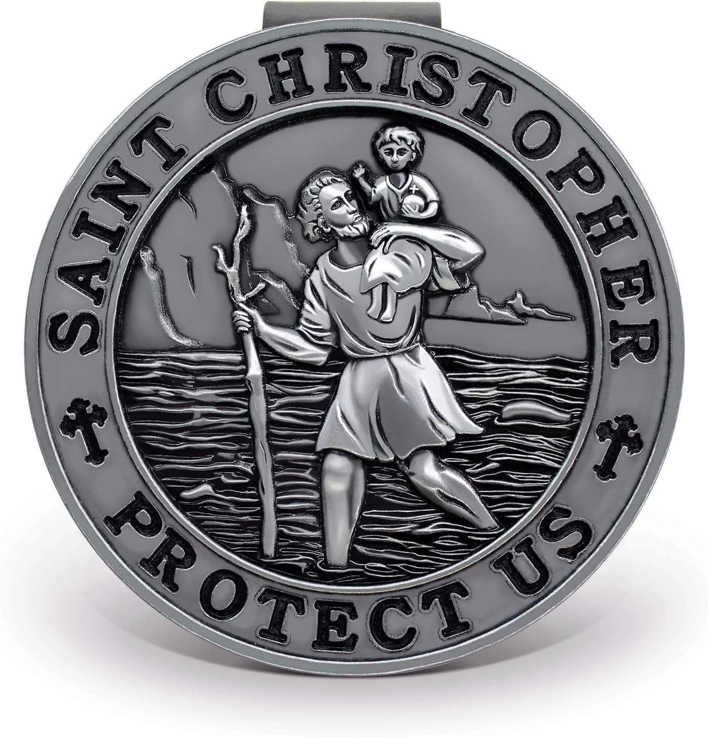 Amazon.com: St Christopher Medal for Car St Christopher Catholic Visor ...