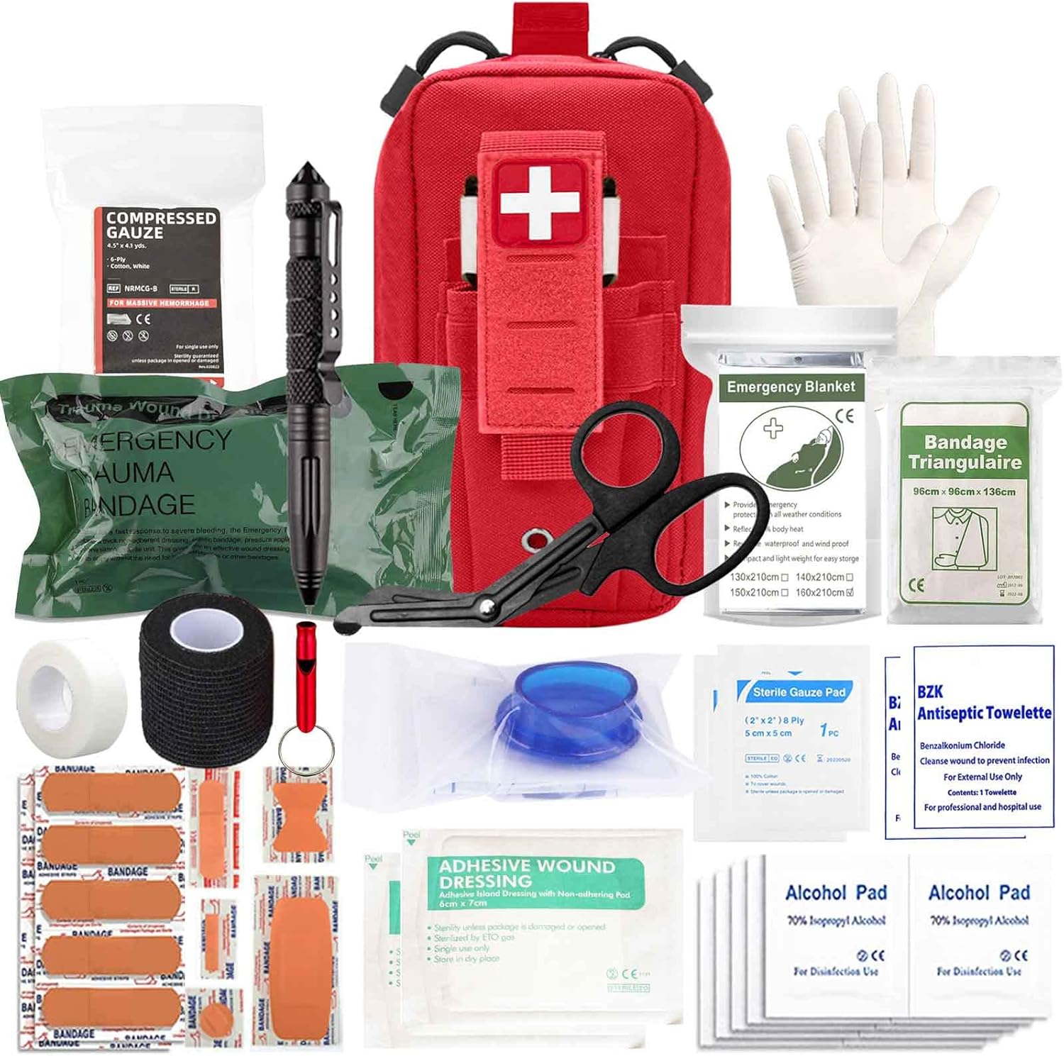 Kit táctico Molle Ifak de 69 piezas con corte láser, kit de primeros auxilios para emergencias ...