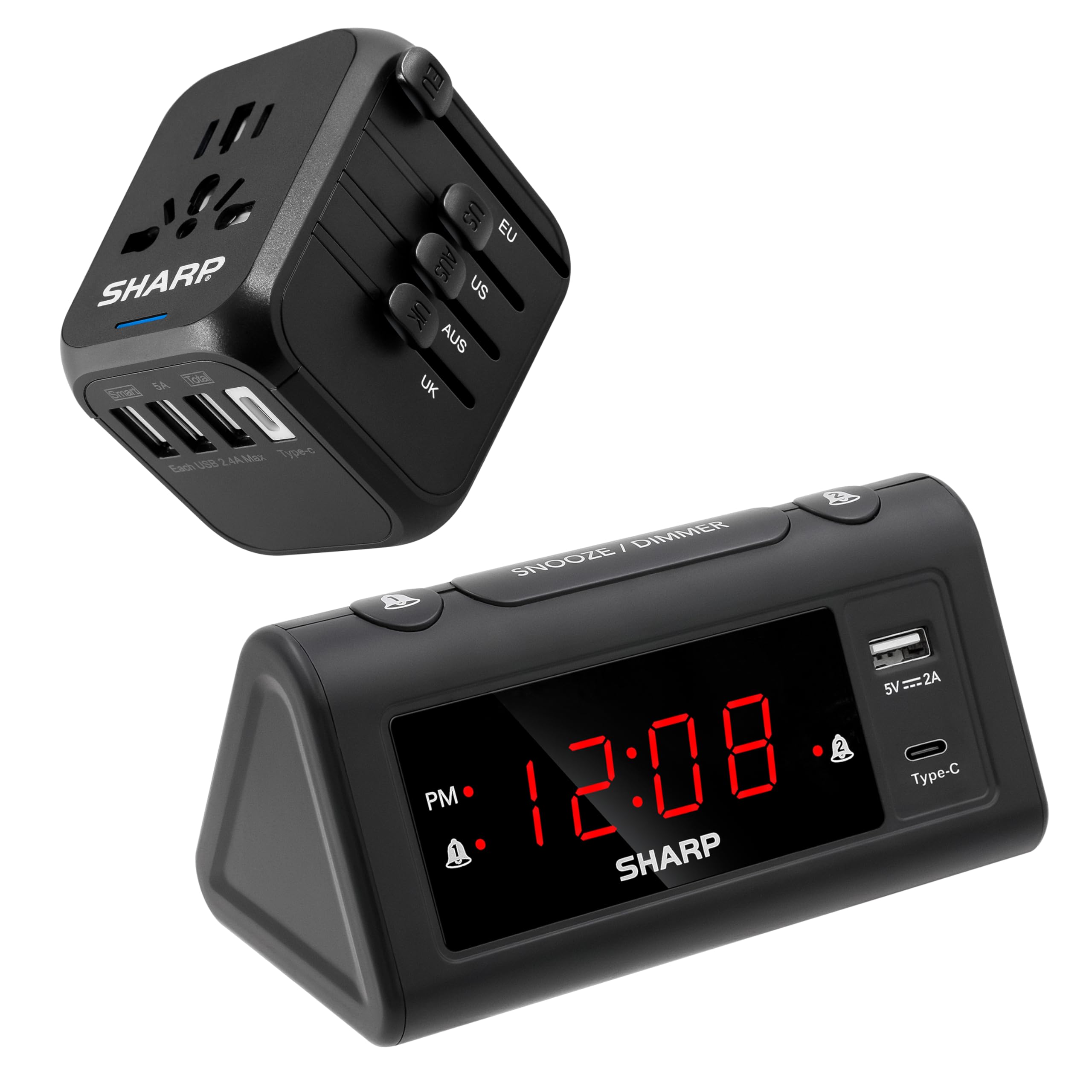 Amazon.com: Sharp Alarm Clock, Super Fast USB-C Charging and Fast 2 Amp ...