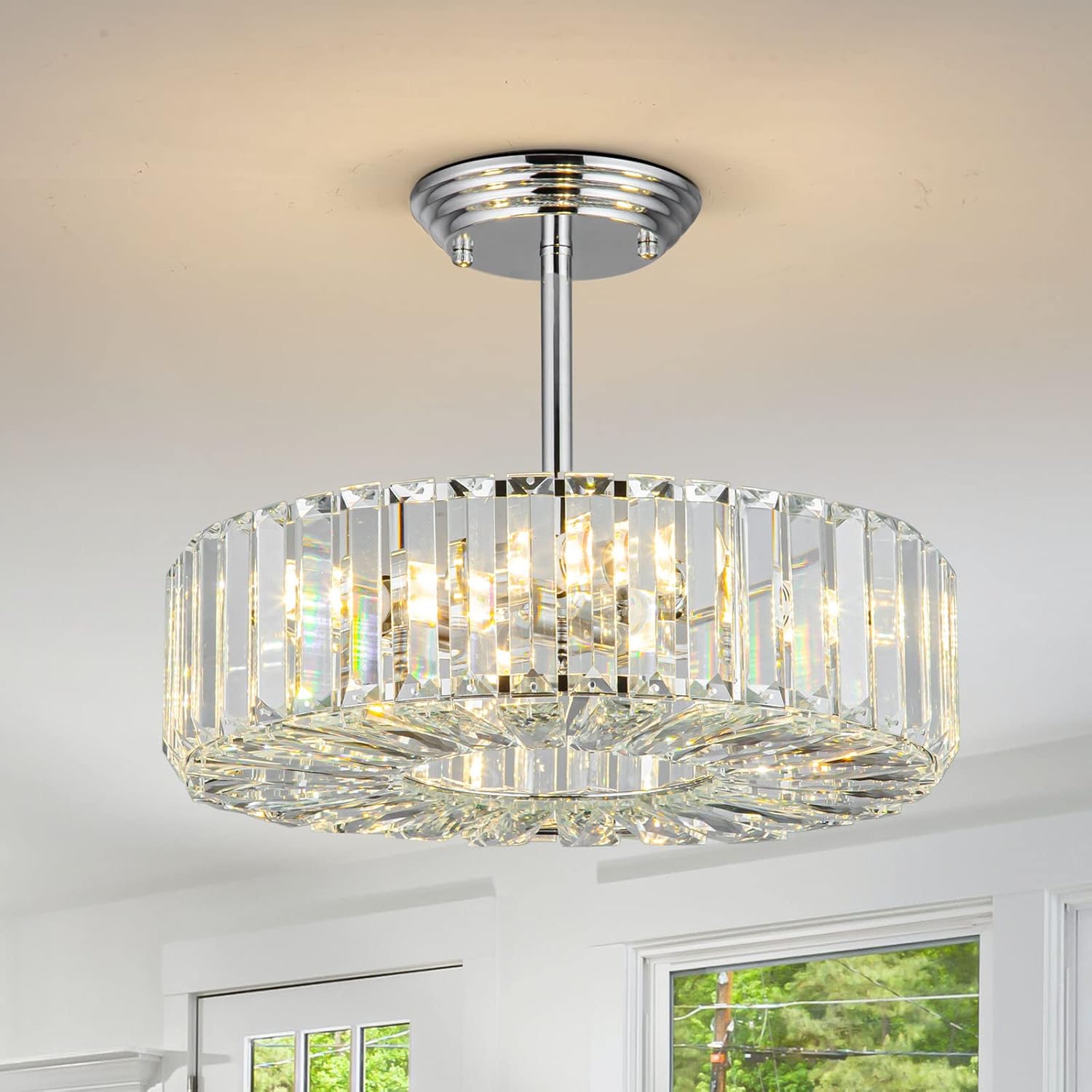 Crystal Chandelier Flush Mount Ceiling Light Fixtures Crystal ...