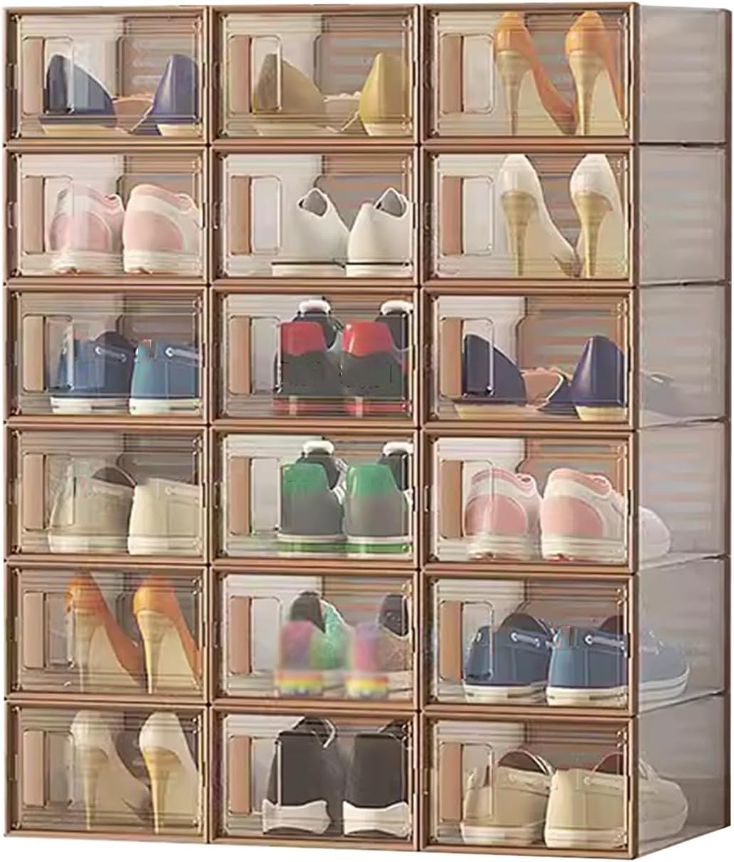Amazon.com: Shoe Boxes Stackable Shoe Box, Clear Plastic Shoe Storage ...