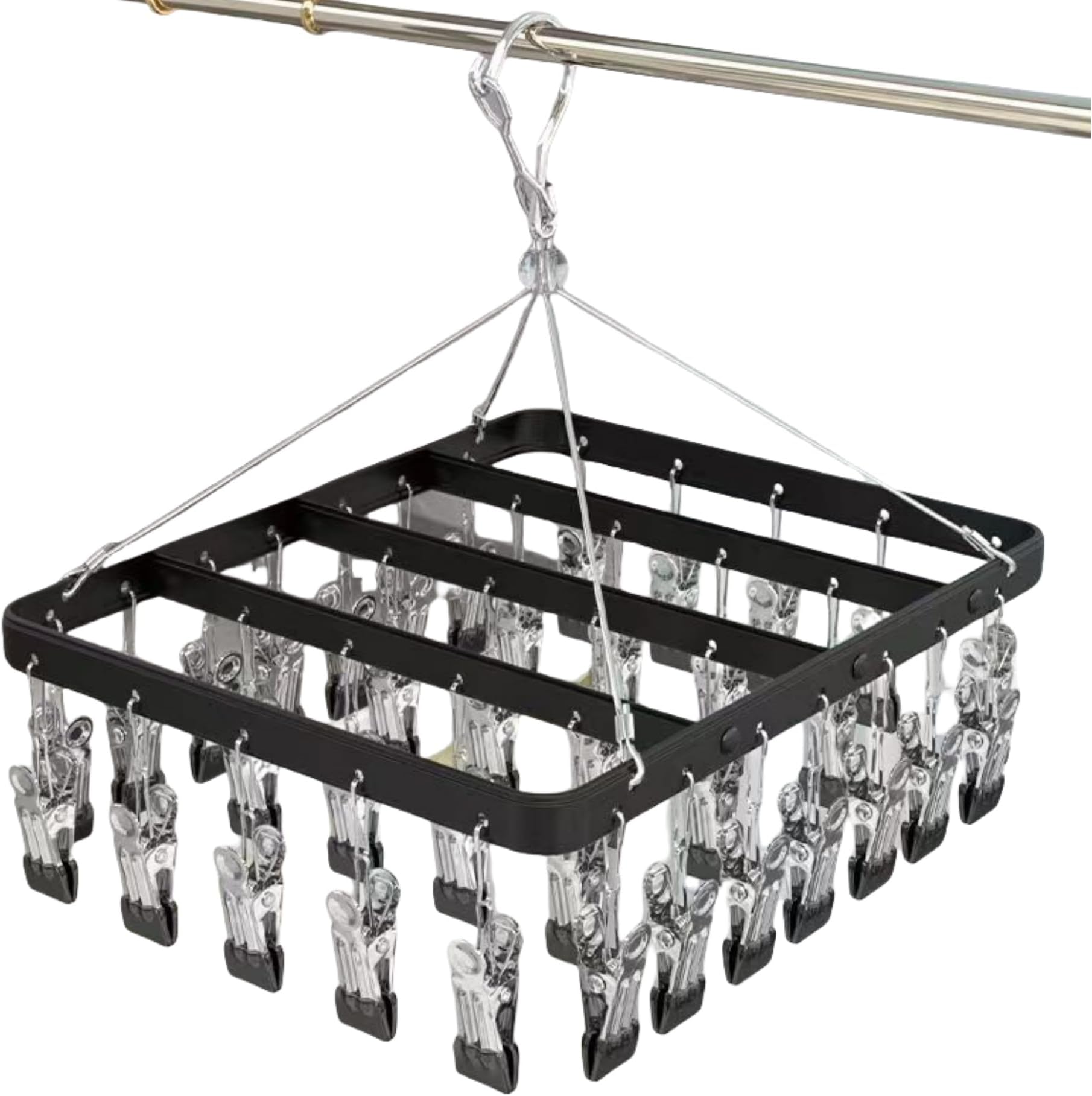 Amazon.com: Stainless Steel Sock Drying Rack with 36 Clips, Swivel Hook ...