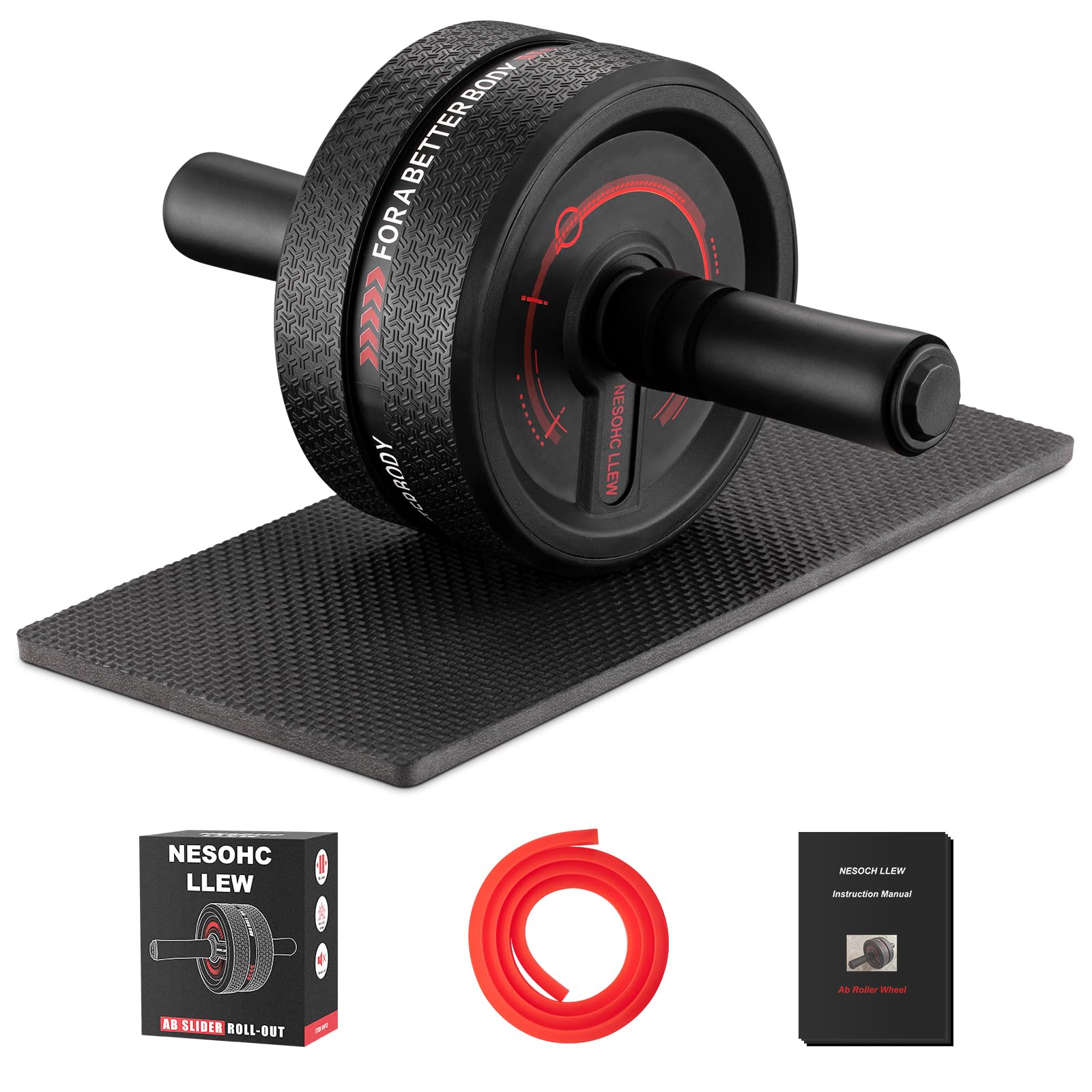 NESOHC-LLEW Ab Roller Wheel. Abdominal Wheels Widened to 3.4 ", Rubber ...