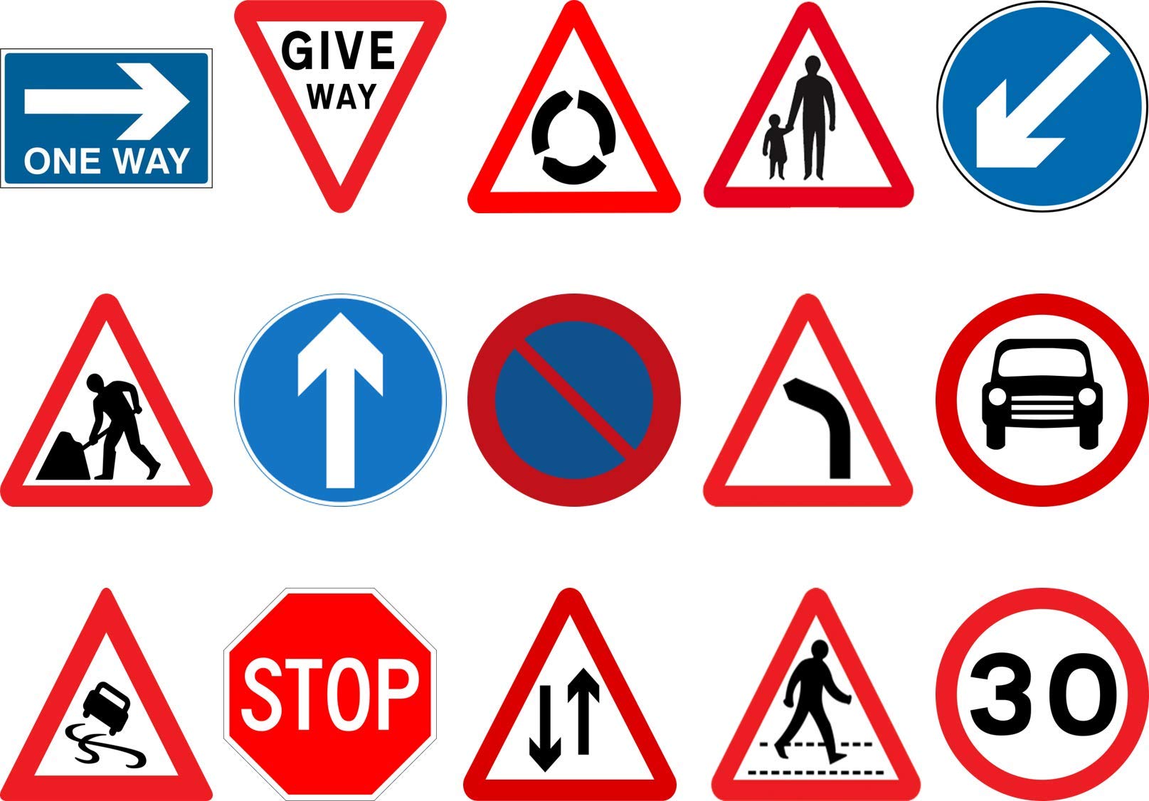 UK Road Signs Cupcake Icing, Wafer or Wafer Card 15 x 2 inch Toppers ...