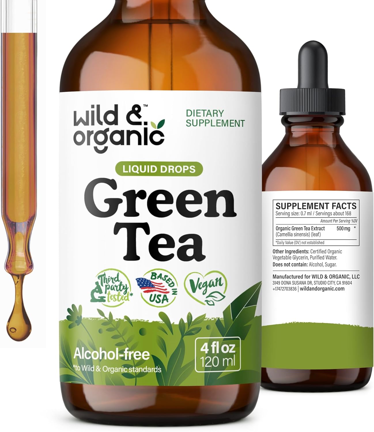 Amazon.com: Wild & Organic Green Tea Extract Liquid Drops - Antioxidant ...