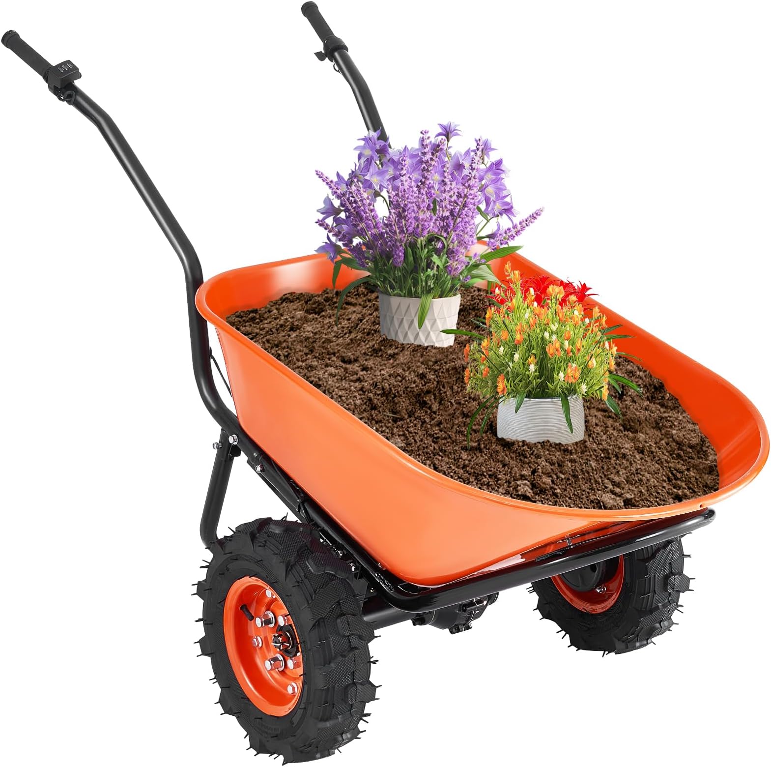 Amazon.com : VEVOR Electric Wheelbarrow Cart, 500W Powered Utility ...