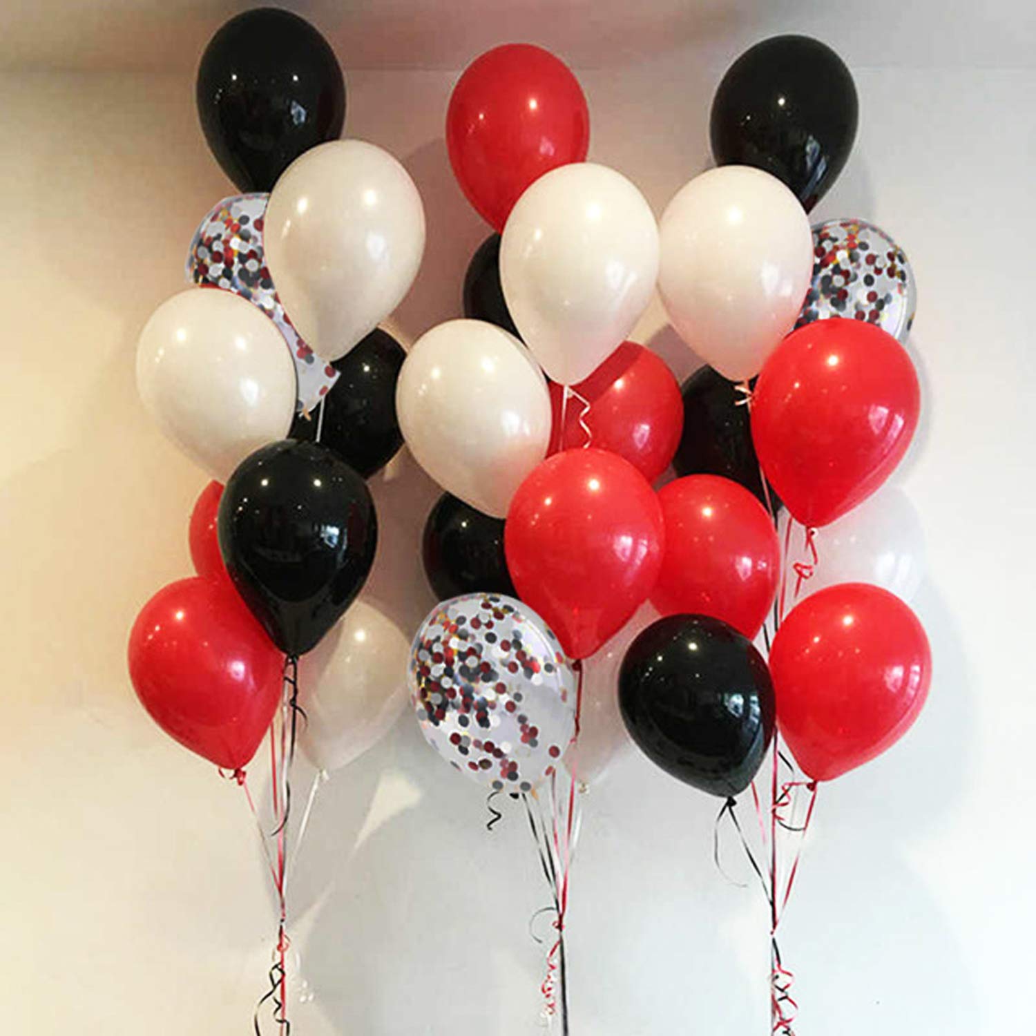Buy OuMuaMua 62 Pieces Black Red Confetti Balloons Kit, 12 Inches Black ...