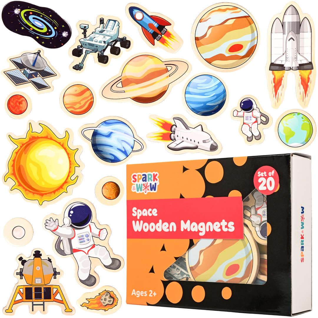 Amazon.com: SPARK & WOW Wooden Magnets - Space - Set of 20 - Magnets ...