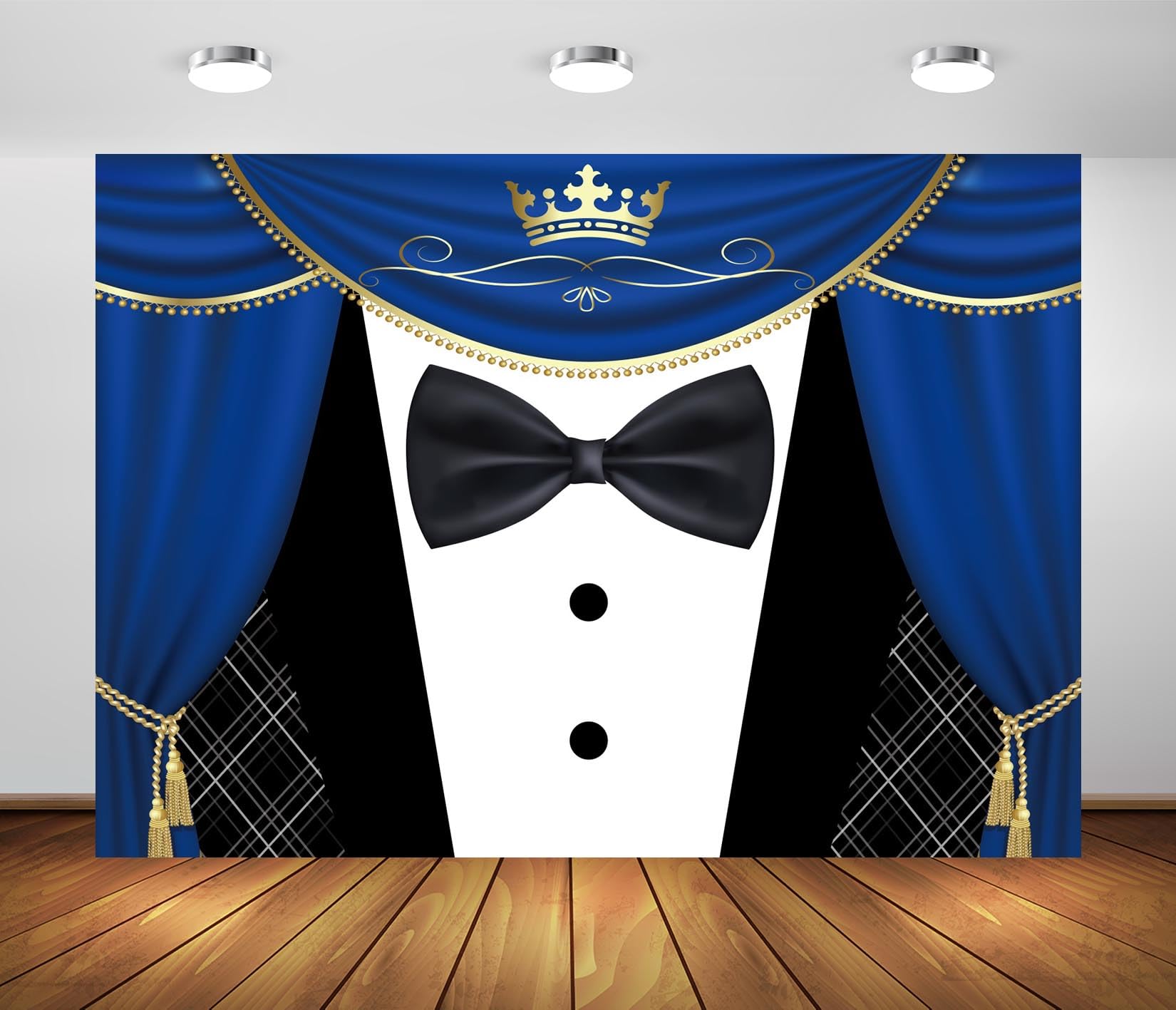 Amazon.com : BELECO 7x5ft Fabric Black Tuxedo Backdrop Black and White ...