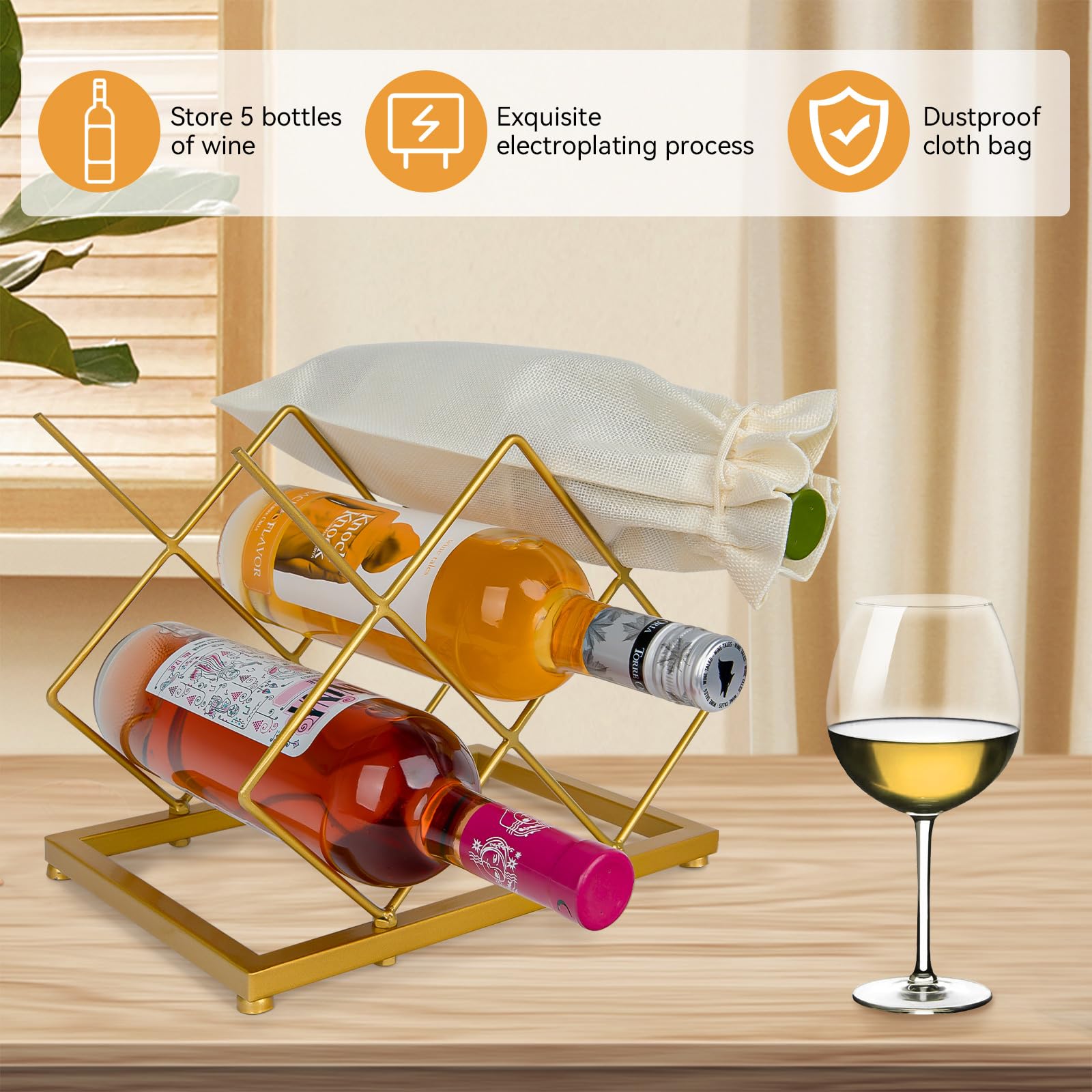 Snapklik.com : Nice-won Wine Rack Countertop - 5 Bottle Freestanding ...