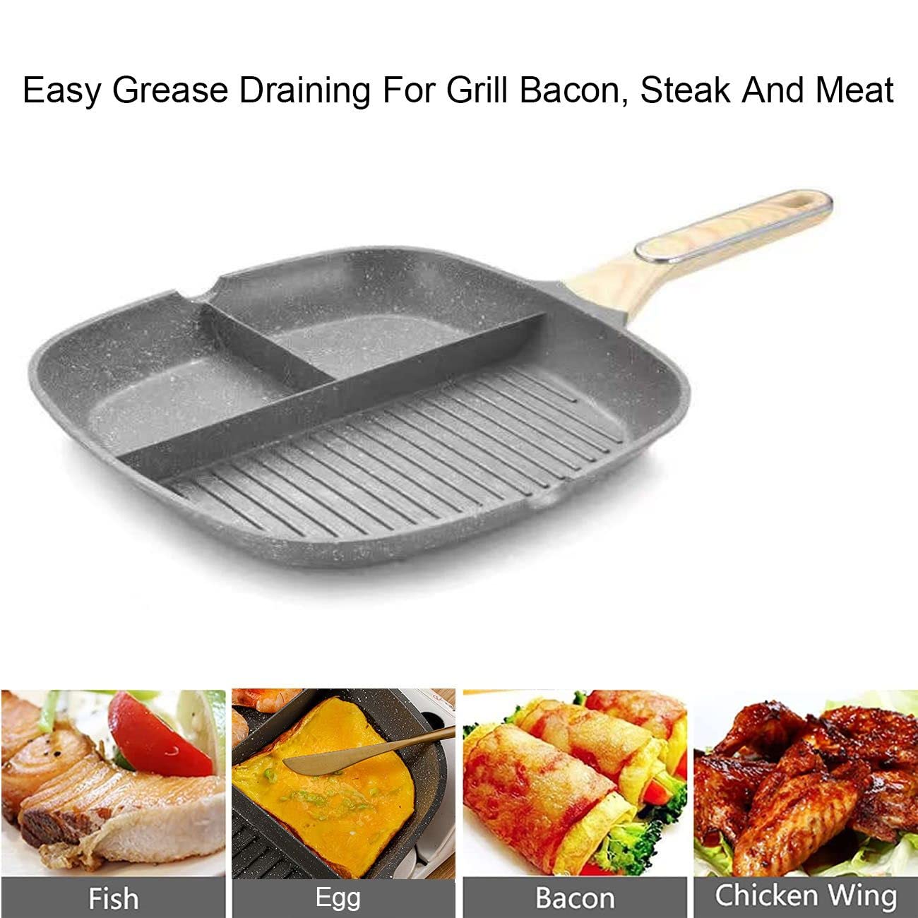 JUSTUP Nonstick Grill Pan, 3-in-1 Egg Pan 11 Inch Non Stick Skillet Pan ...