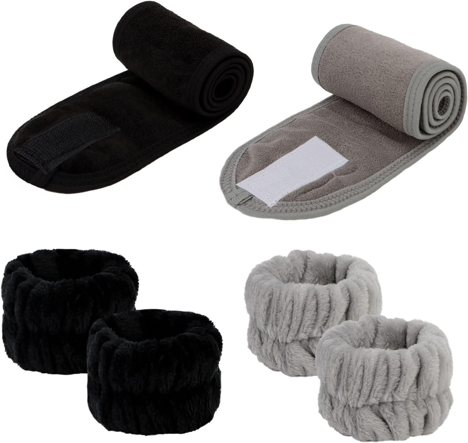 Amazon.com: ACO-UINT 6Pcs Spa Headbands and Wrist Washbands Set, Makeup ...