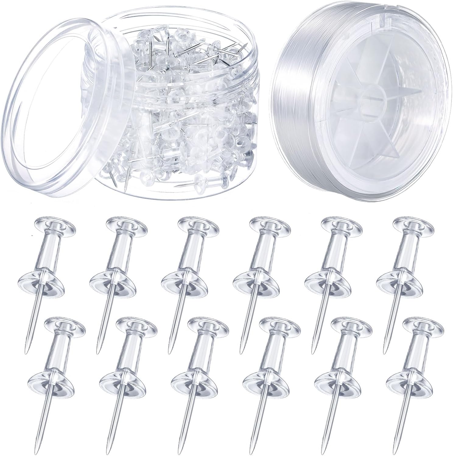 Amazon.com : MorningRo Clear Fishing Wire with Push Pin Tack Set for ...