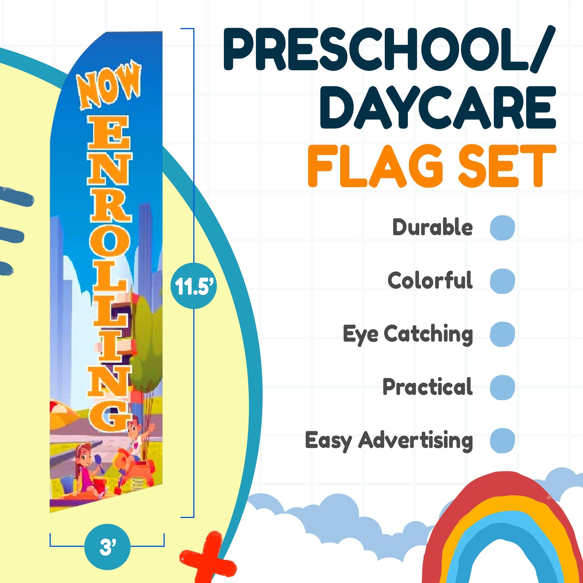 Snapklik.com : OnPoint Wares Daycare + Now Enrolling King Flags 2.5 Ft ...