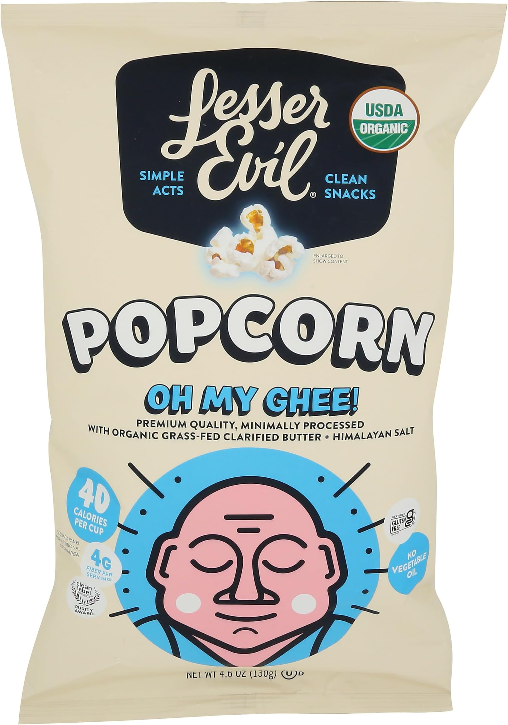 Amazon.com : LesserEvil Oh My Ghee Organic Popcorn, 5 Oz : Everything Else