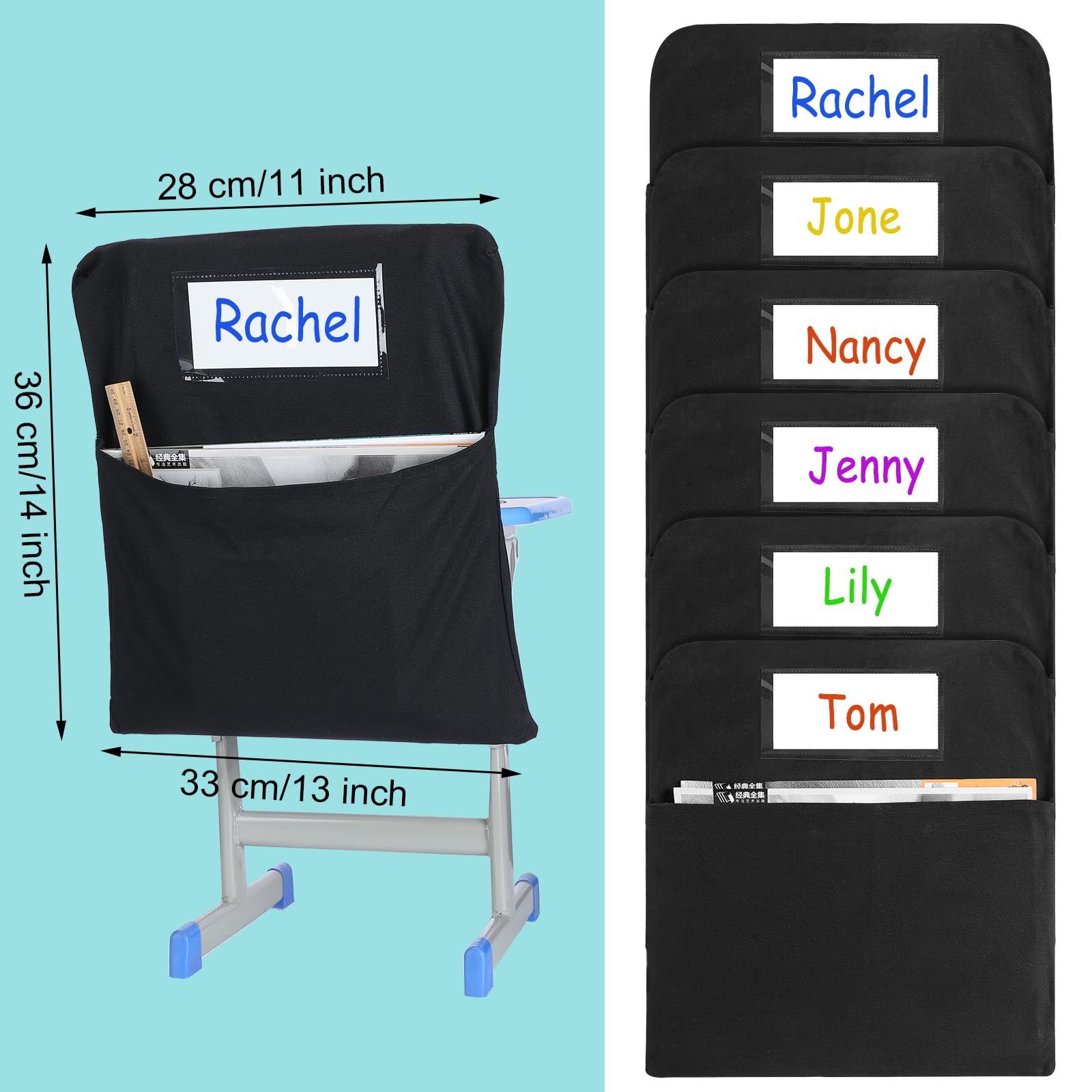 Snapklik.com : 12 Pcs Small Chair Storage Pocket 14 Inch School Chair ...
